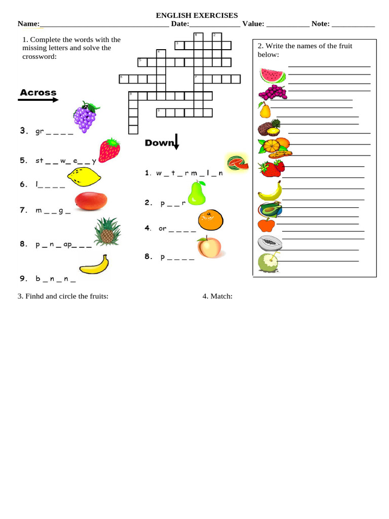 Fruit Test Fun Activities Games Tests - 43824 | PDF