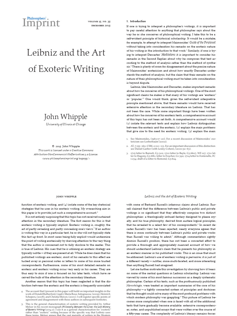 leibniz-and-the-art-of-exoteric-writing | PDF | Gottfried Wilhelm ...