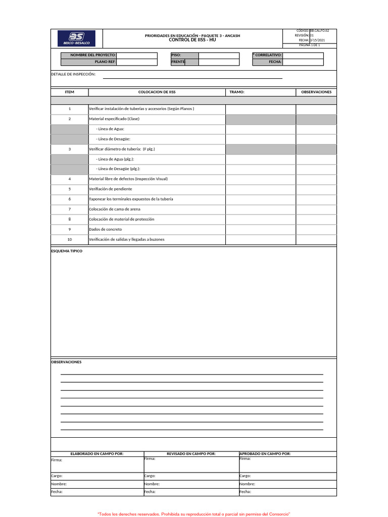 BB - Cal.fo.62 - Control de Iiss - Hu - Rev.1 | PDF