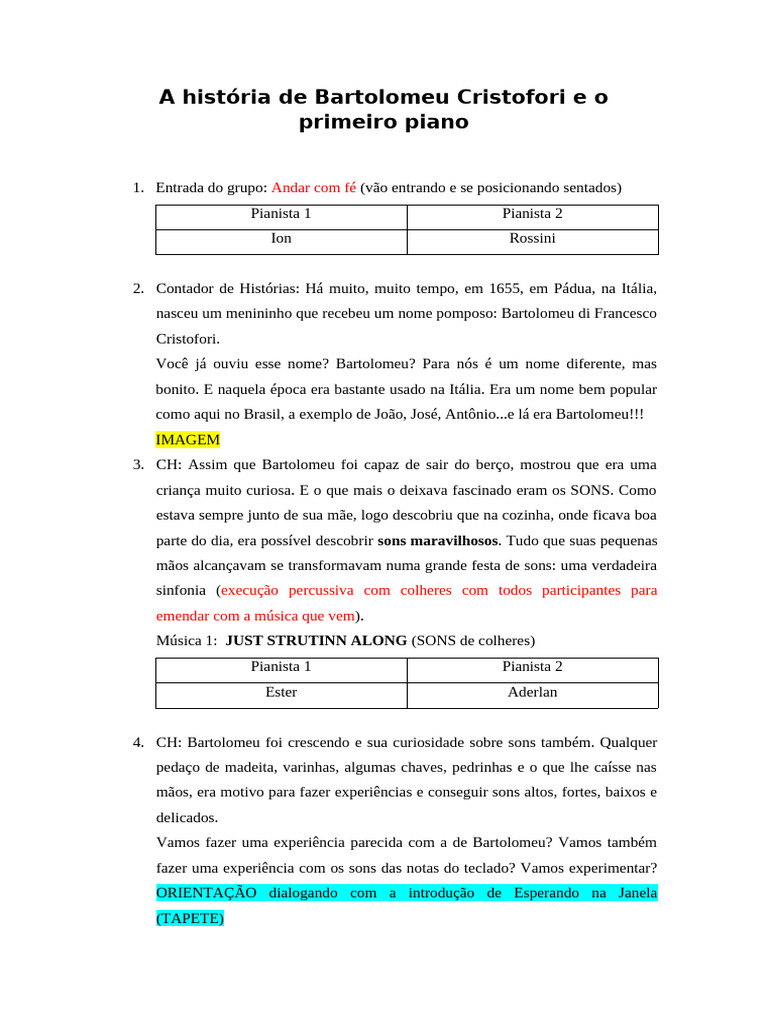 A História de Bartolomeu Cristofori e o Primeiro Piano | PDF | Piano | Cravo (instrumento)
