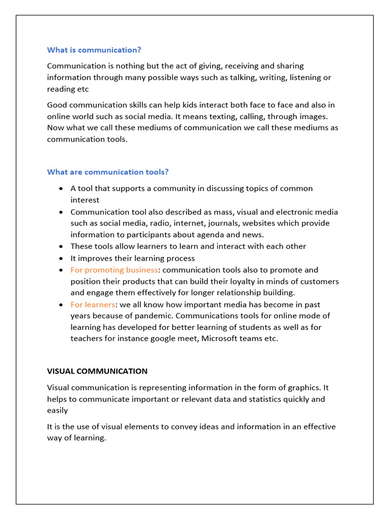 Communication- tools | PDF | Communication | Chart