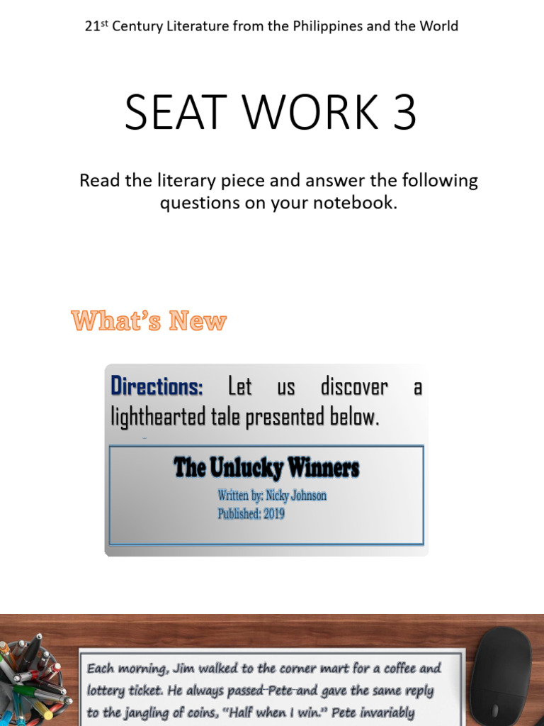 SEAT-WORK-3-21st-Century-Literature | PDF