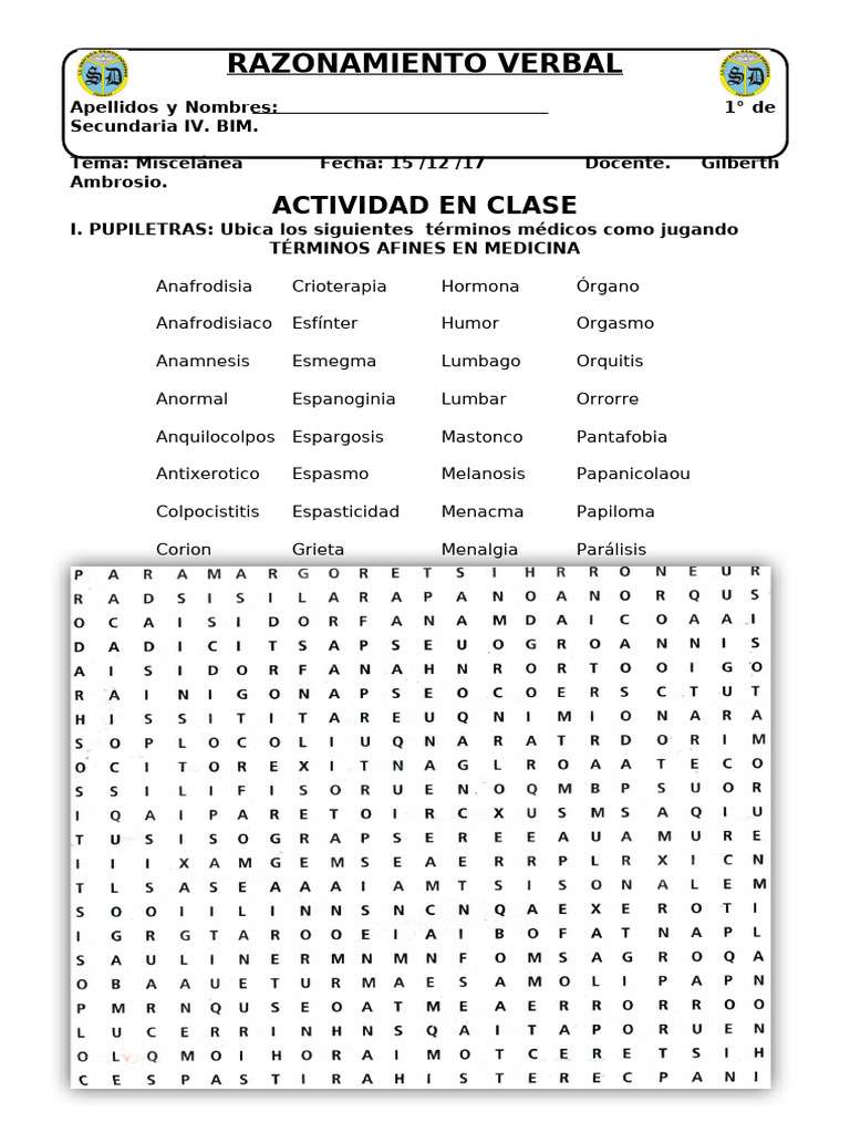 Ultima Miscelanea 1ero de Secundaria IV Bim. | PDF | Medicina CLINICA ...