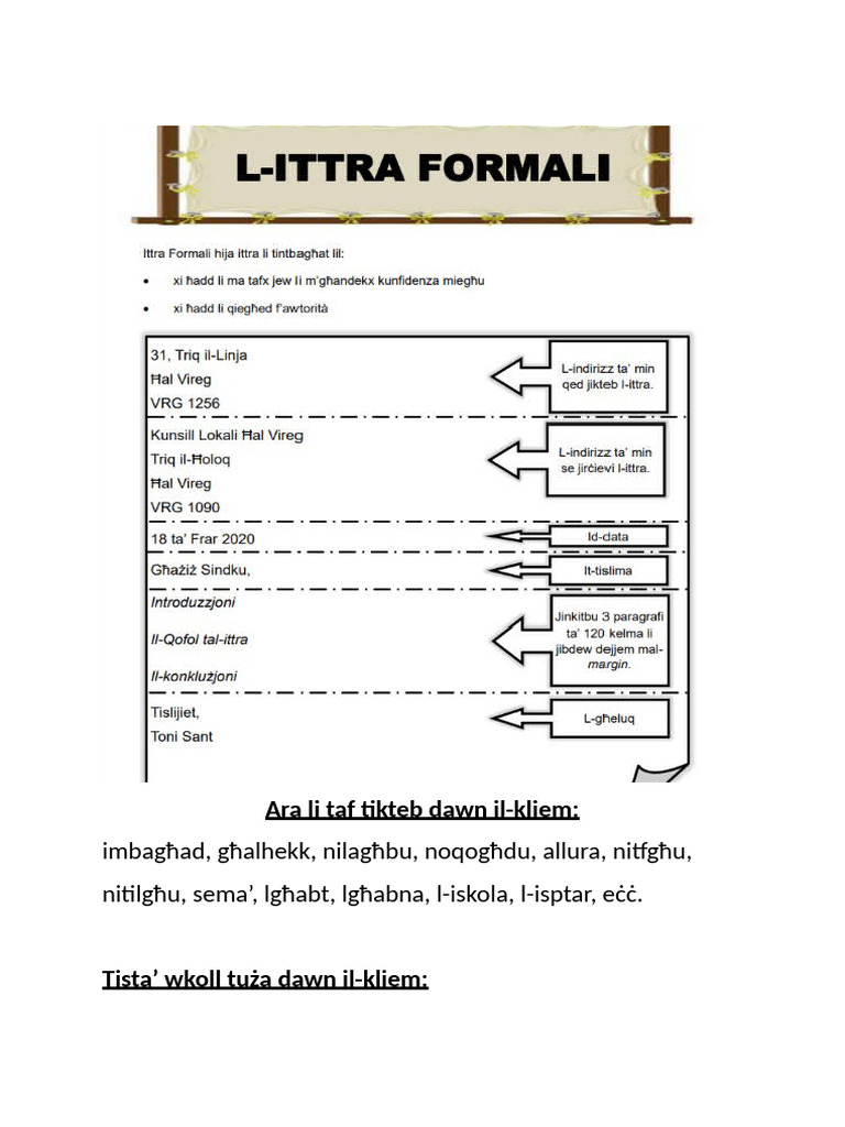 Ittra Formali U Informali Note - Form 1 Lhemm | PDF