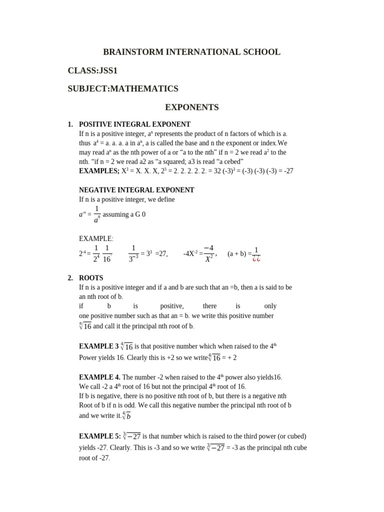 BRAINSTORM INTERNATIONAL SCHOOL Fruitful | PDF | Abstract Algebra | Algebra