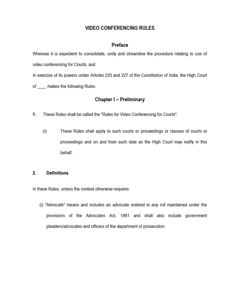 Video Conferencing Rules Preface | PDF | Affidavit | Deposition (Law)