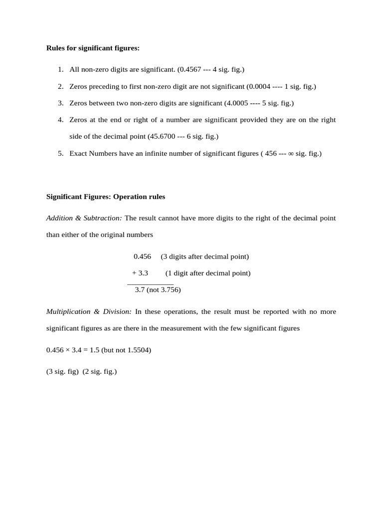 Rules for significant figures | PDF