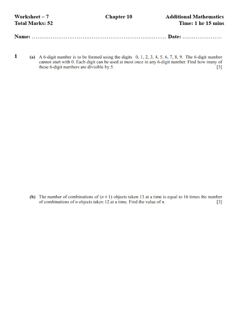 Worksheet 7 | PDF