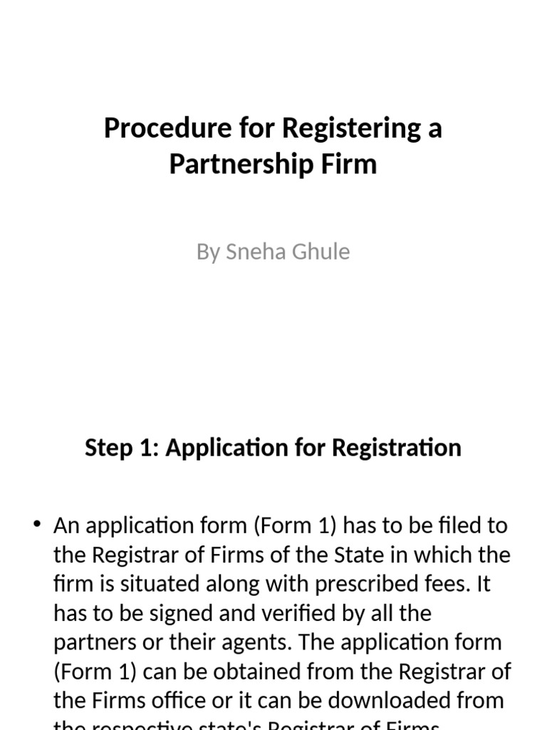 Procedure For Registering A Partnership Firm | PDF | Law