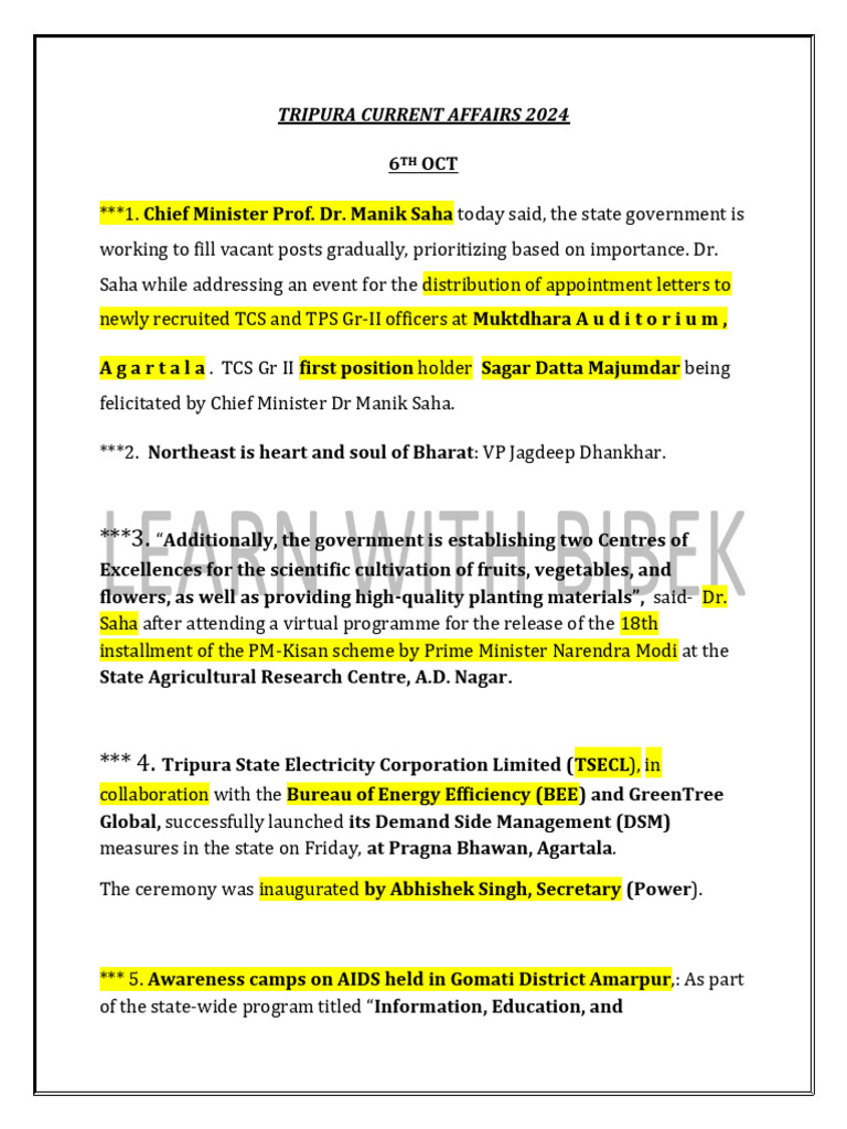 Learn With Bibek 6TH Oct | PDF