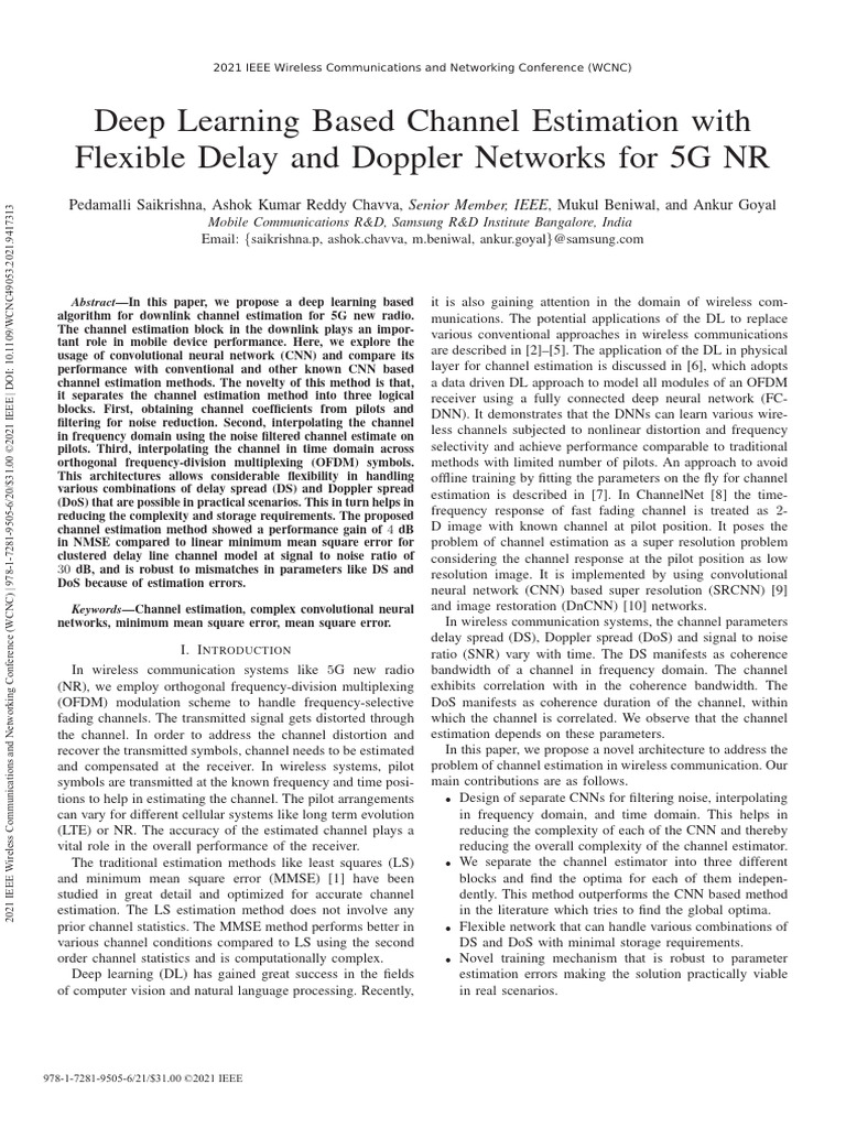 Deep Learning Based Channel Estimation With Flexible Delay and Doppler ... Deep Learning Based Channel Estimation With Flexible Delay and Doppler ...