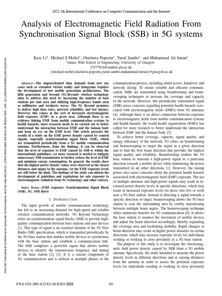 Analysis of Electromagnetic Field Radiation From Synchronisation Signal ...
