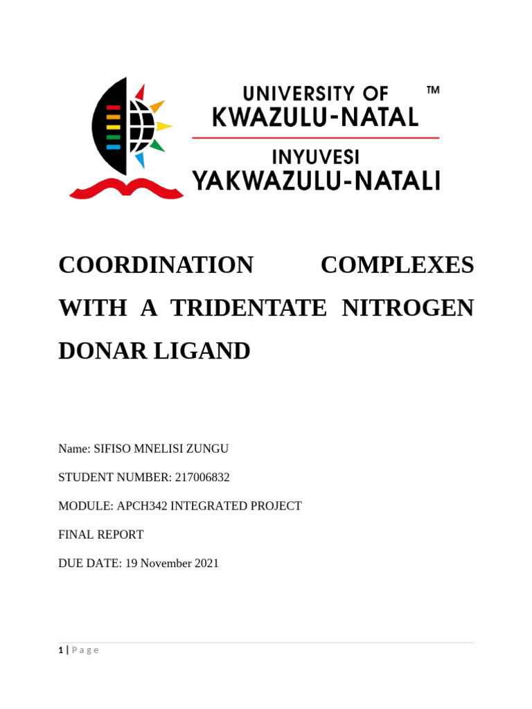 Apch342 Integrated Project Final Report Coordination Complex by Sifiso ...