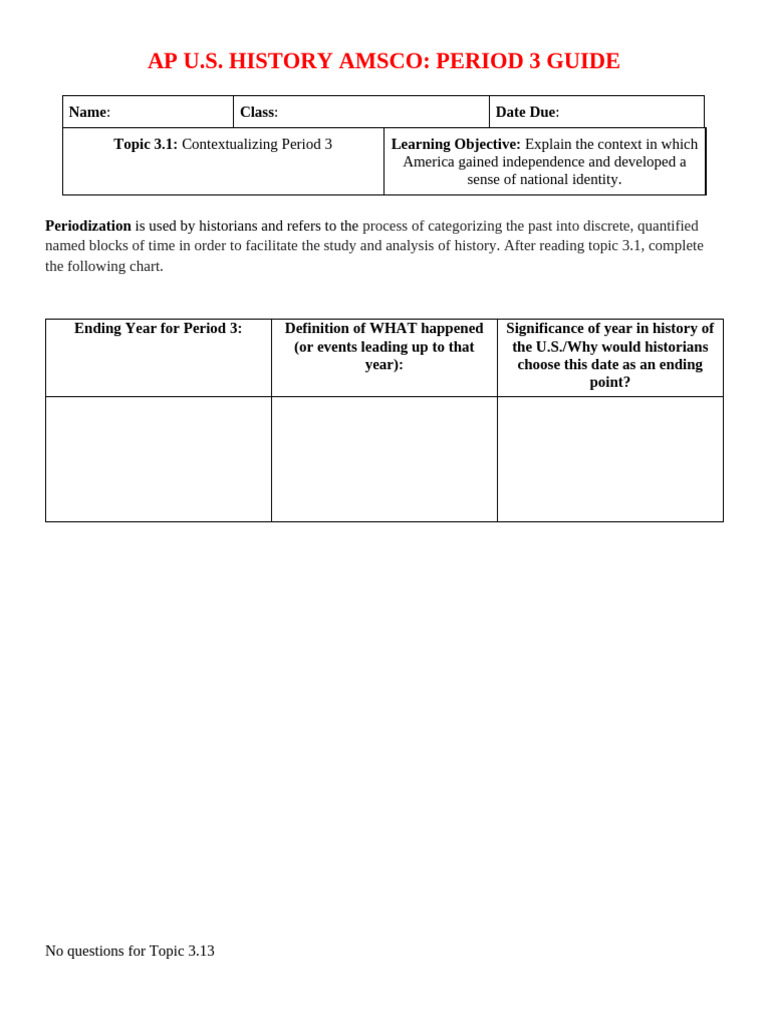 Amsco Unit 3 2021 Reading Guide | PDF | American Revolution