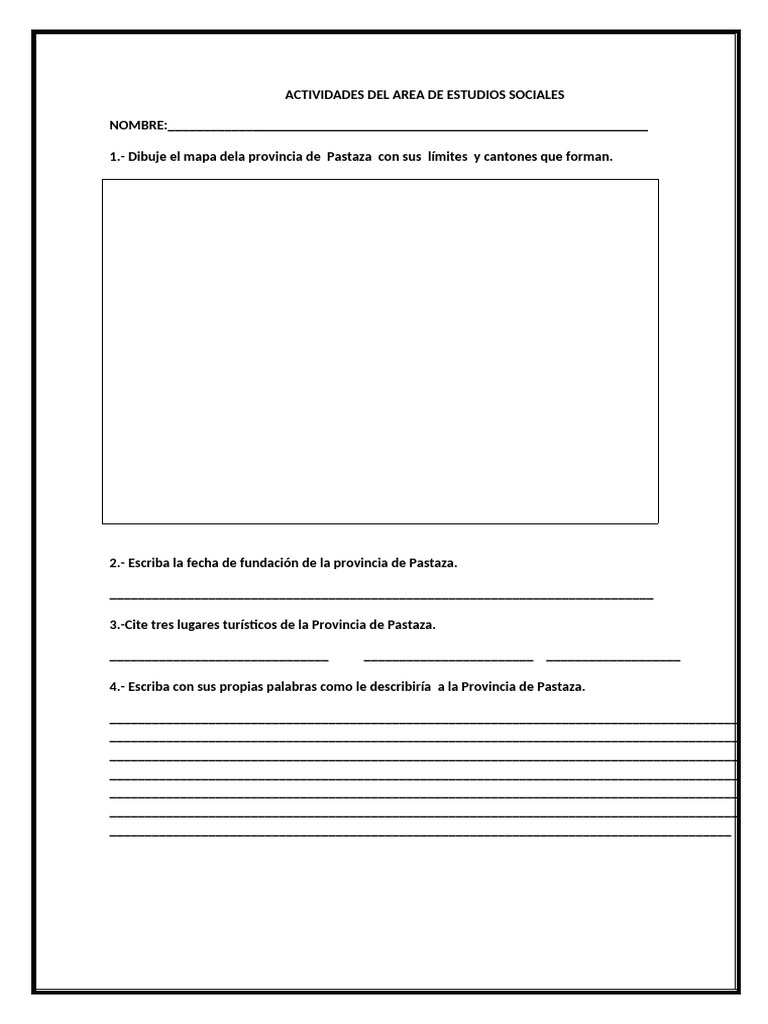 Actividades Del Area de Estudios Sociales | PDF | Viajes y turismo ...