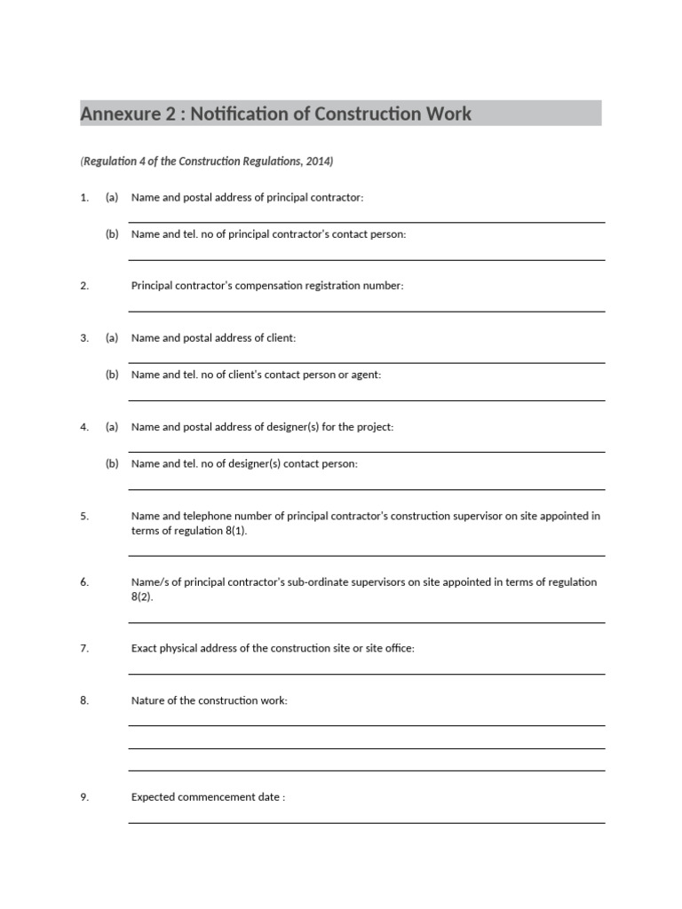 03.2 Annexure 2 Notification of Construction Work | PDF | Computers