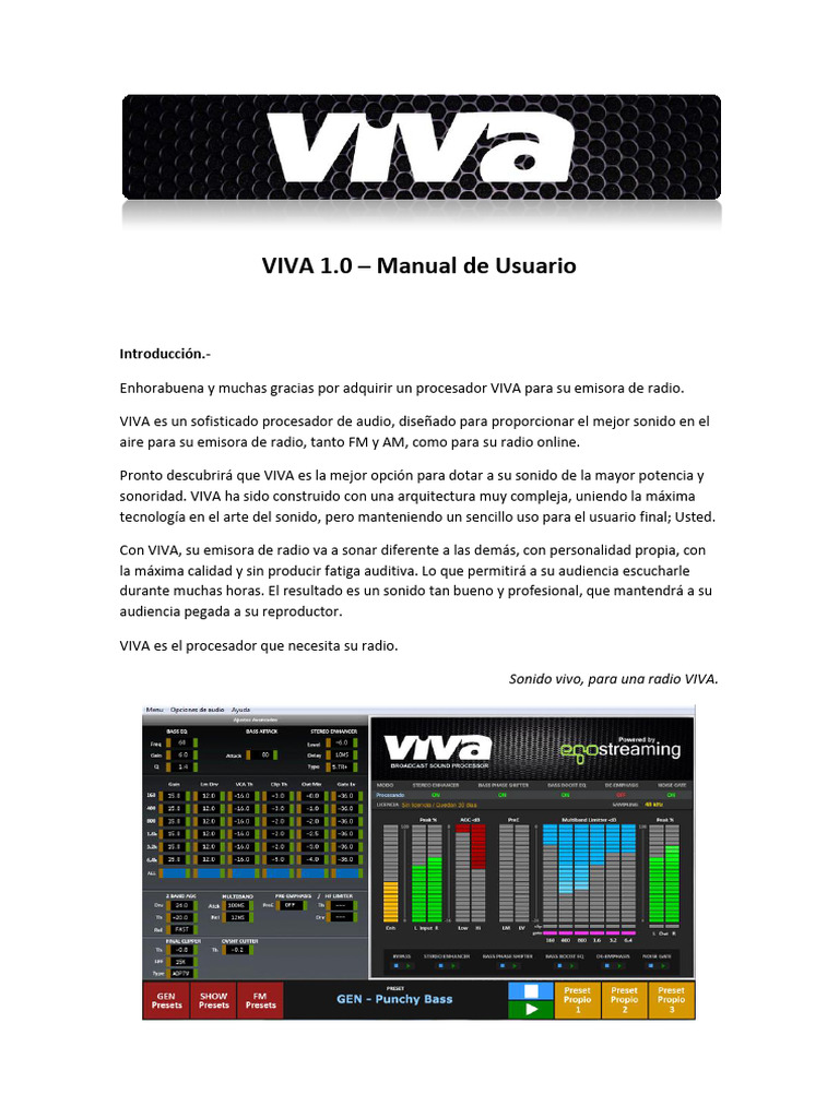 Manual De Usuario De Viva Pdf Almacenador Intermediario De Datos Radiodifusión 
