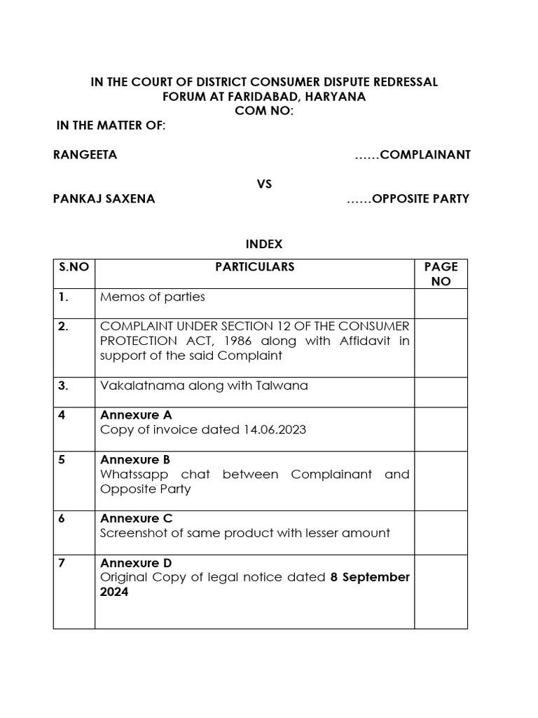 Consumer Complaint Filing Format | PDF | Affidavit | Guarantee