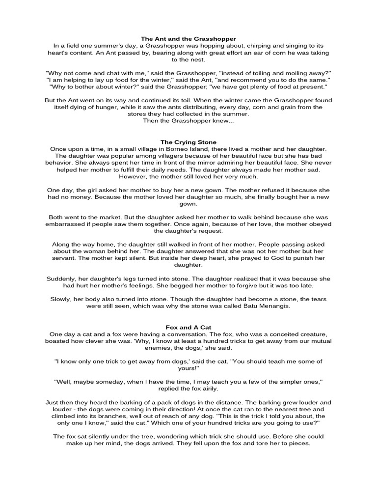 The Ant and The Grasshopper | PDF