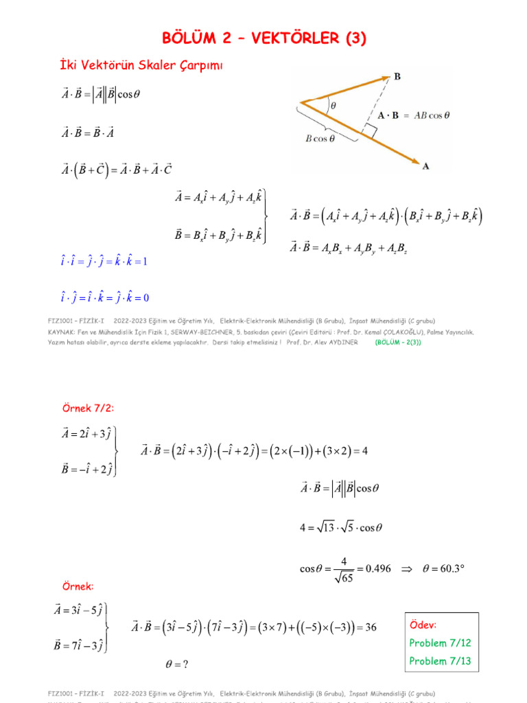 Bolum 2 Vektorler 3 2022 2023 | PDF