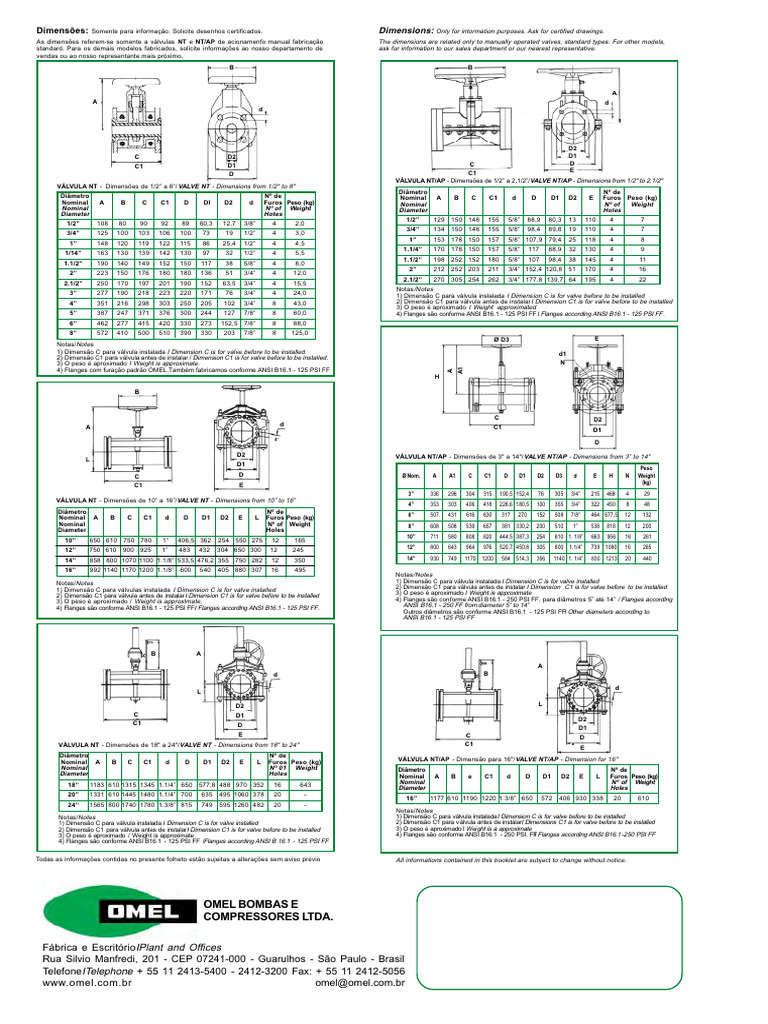 Dimensões da Válvula de Diafragma Tubular | PDF
