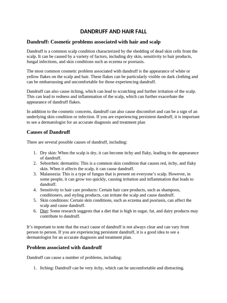 Dandruff and Hair Fall-24 | PDF | Hair Loss | Dermatitis