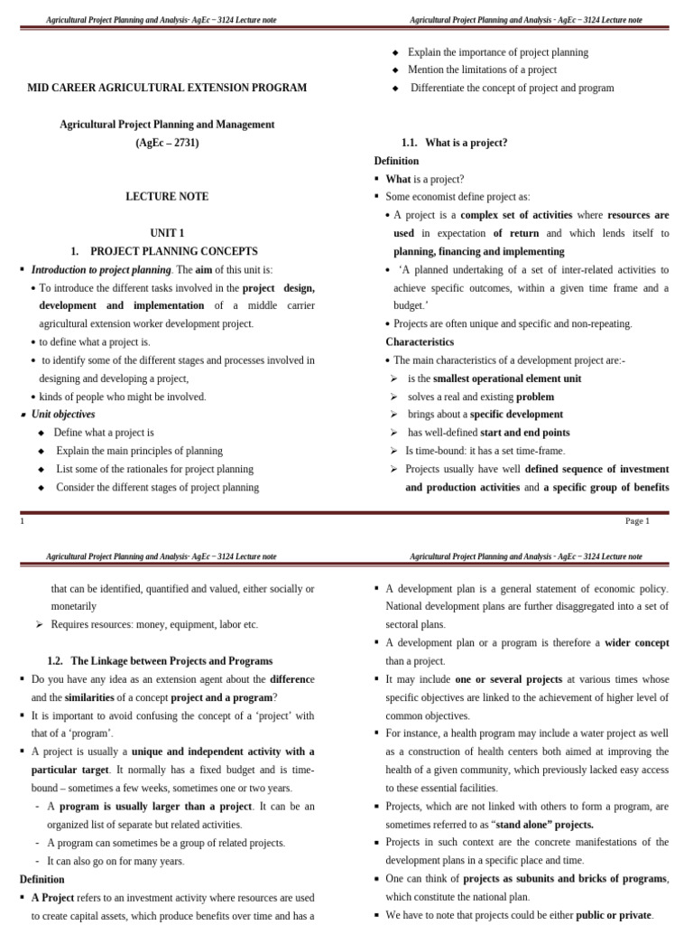 Agr Project Planning | PDF | Feasibility Study | Evaluation