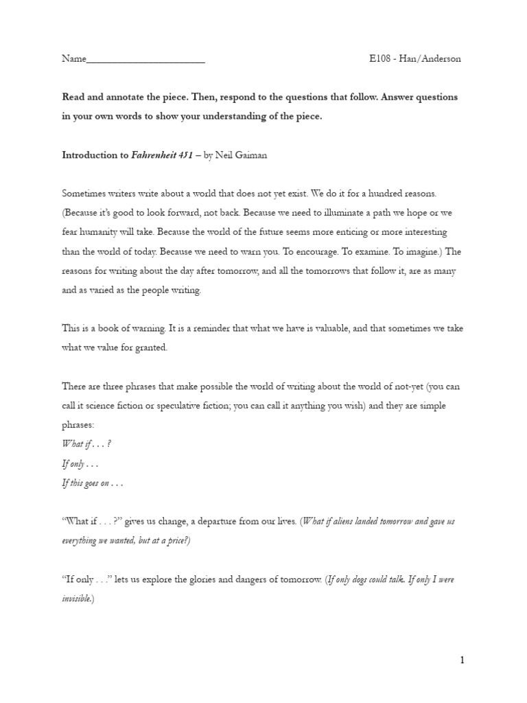Neil Gaiman F451 Intro | PDF