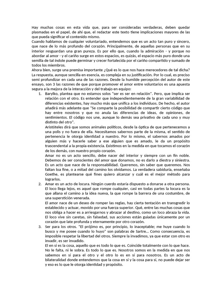 El Amor en el Voluntariado | PDF | Amor
