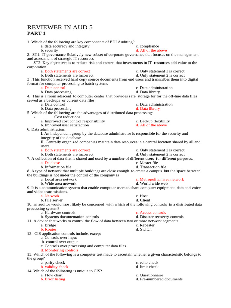 REVIEWER-IN-AUD-5 | PDF | Audit | Computer Network