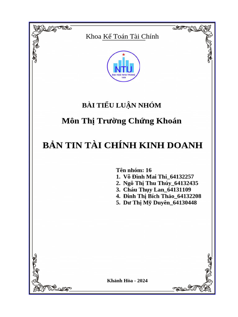 Bản Tin Tài Chính - TTCK | PDF