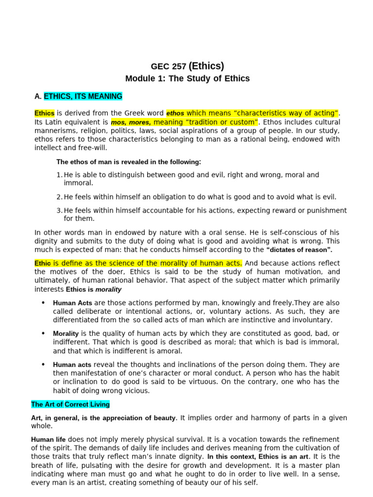 Ethics | PDF | Morality | Intention