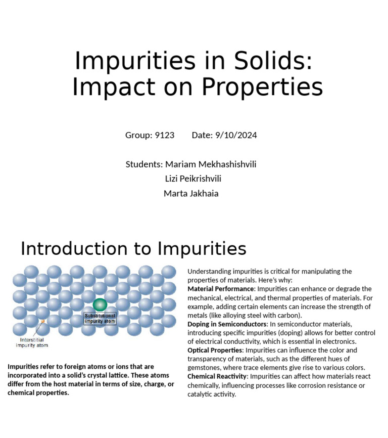 Impurities in Solids | PDF