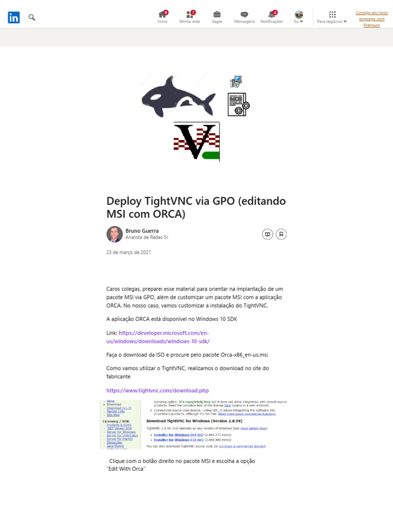 Deploy TightVNC Via GPO (Editando MSI Com ORCA) - LinkedIn | PDF | Rede de computadores ...