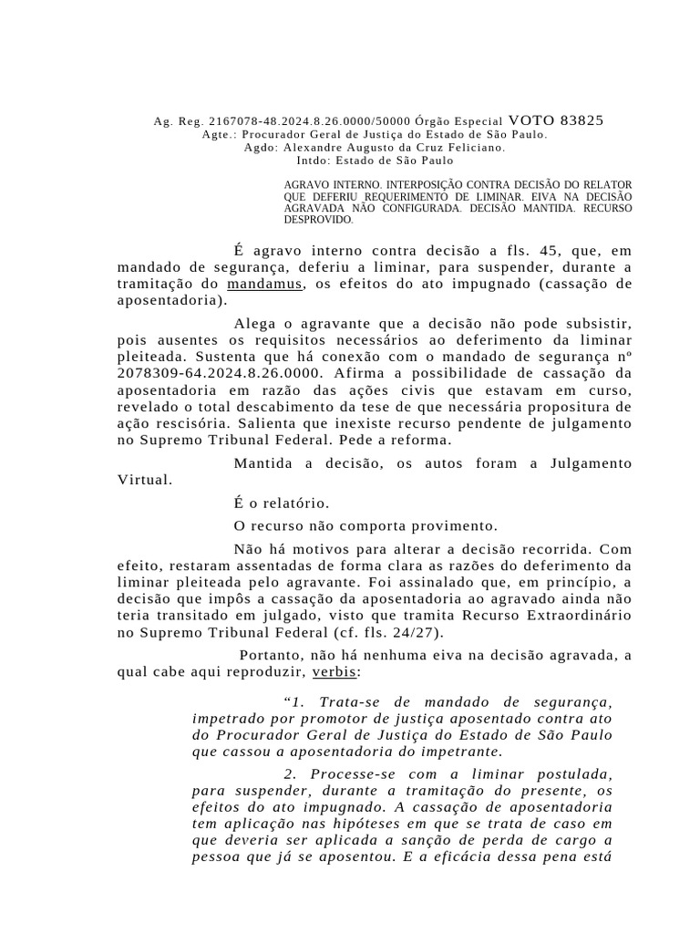 Decisão Mantida em Agravo Interno | PDF | Mandamus | Justiça