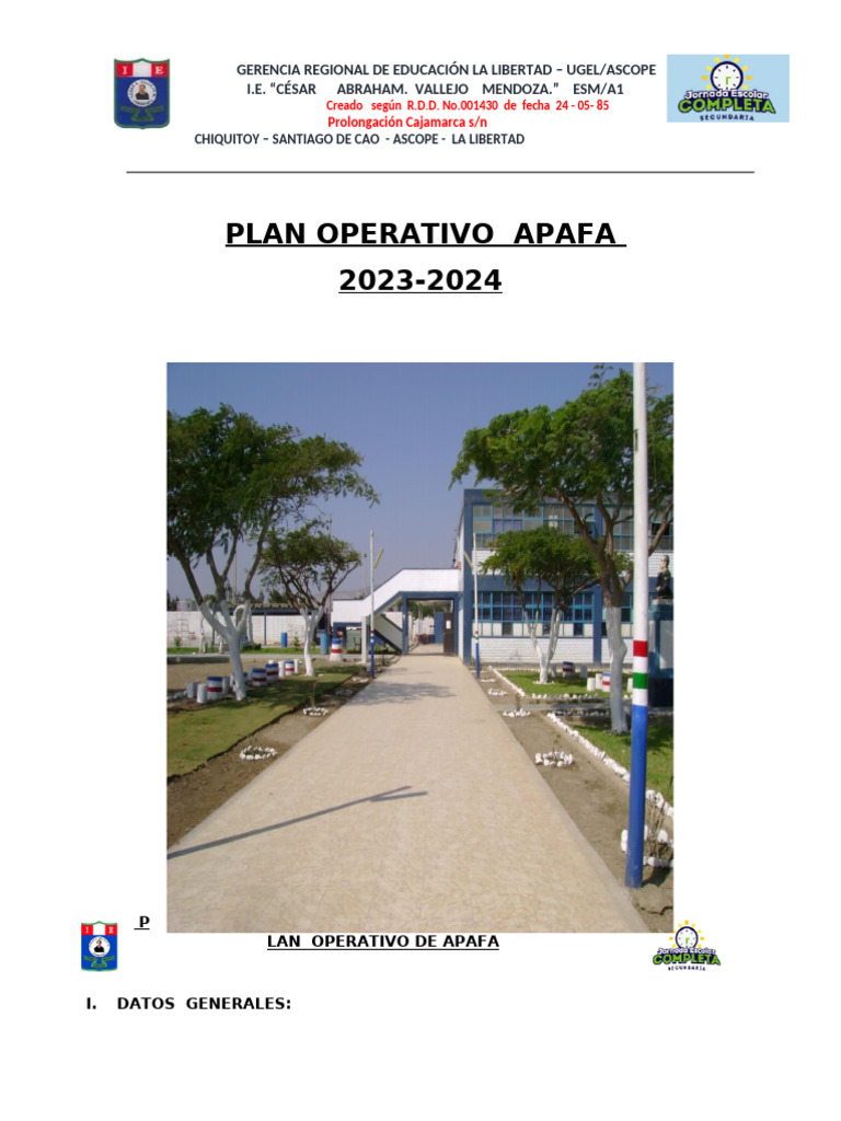 Prop Plan Trab. Apafa | PDF