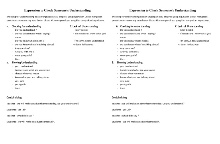 Dialogs for Checking Understanding | PDF