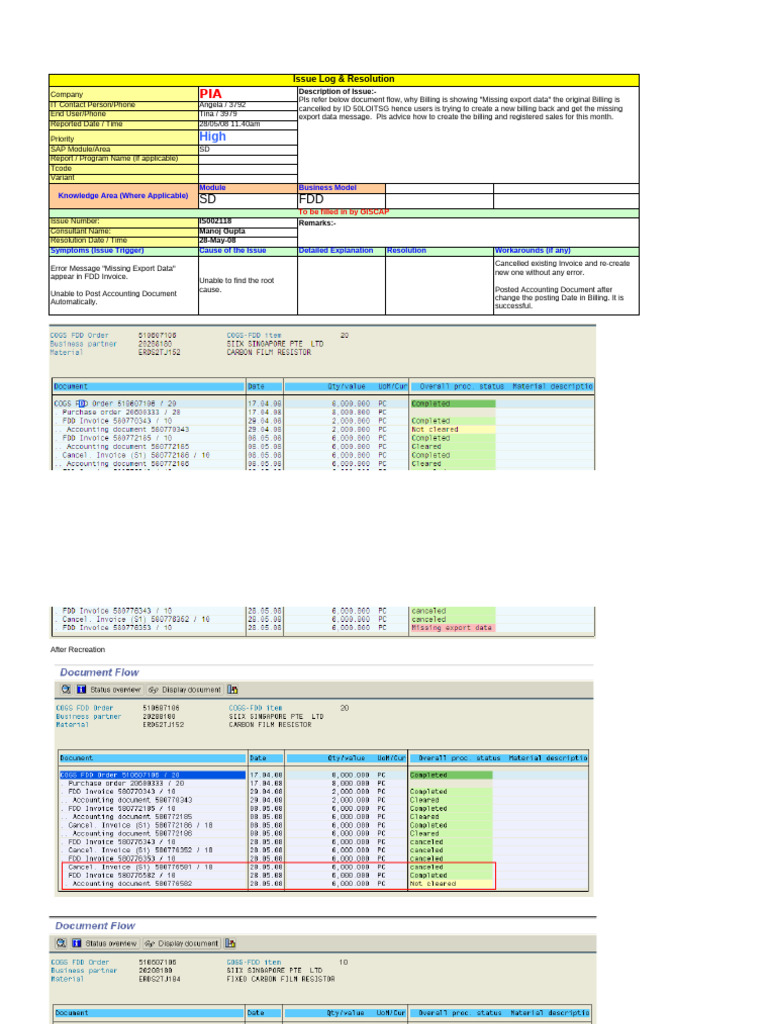IS002118 - Billing Shown Missing Export Data | PDF | Computing | Software