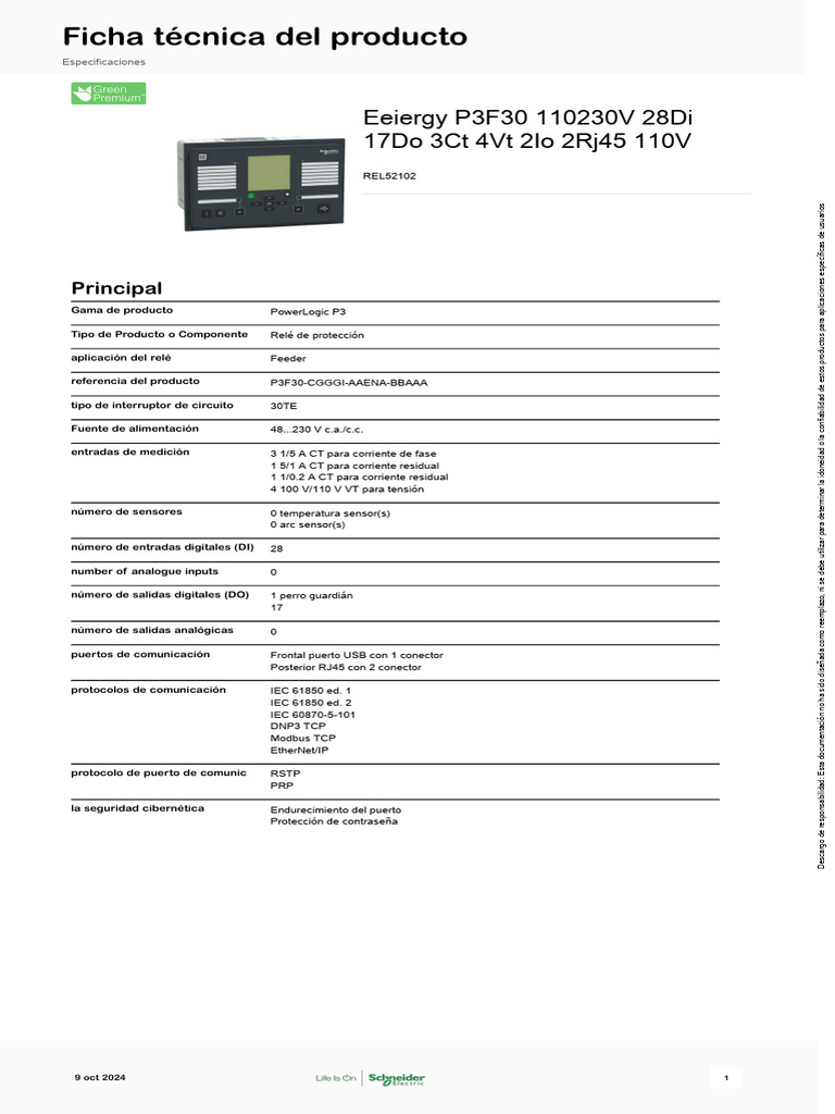Schneider Electric PowerLogic-P3-Protection-Relays REL52102 | PDF ...