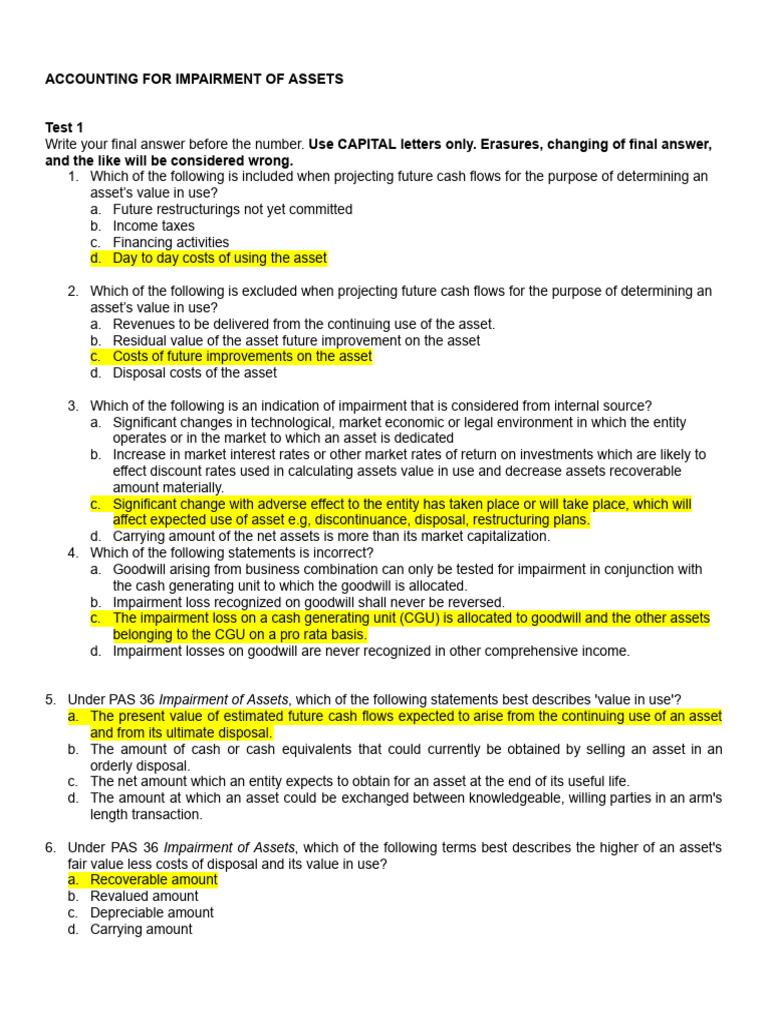 Impairment-of-Asset | PDF | Depreciation | Goodwill (Accounting)