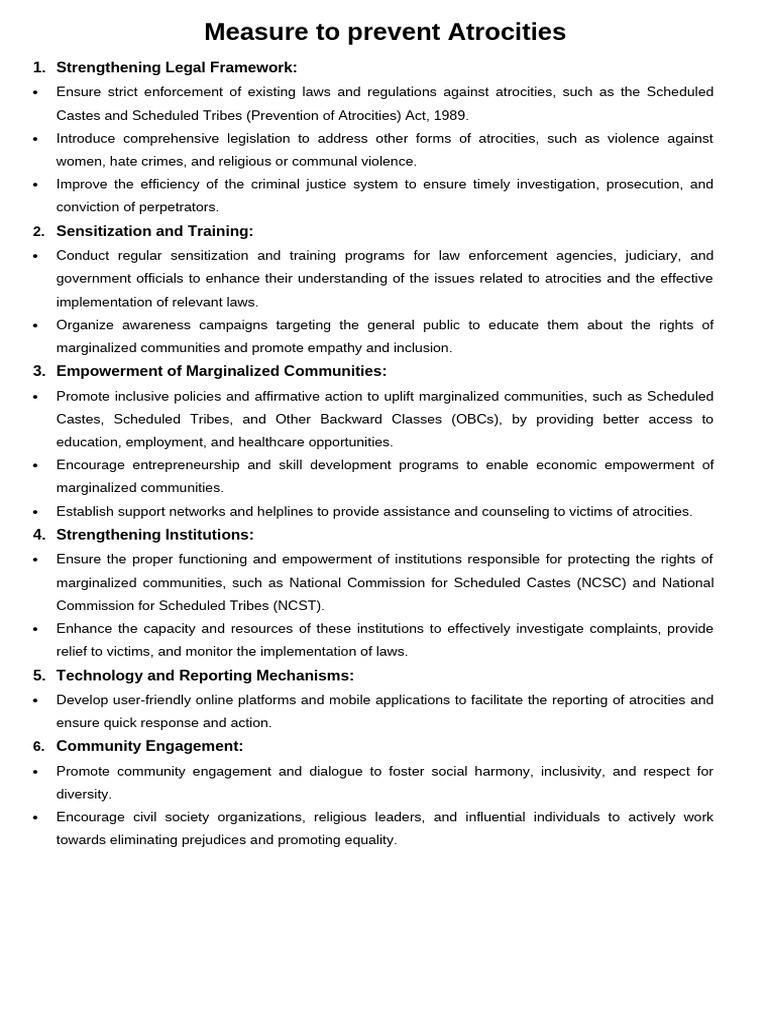 Measure To Prevent Atrocities | PDF