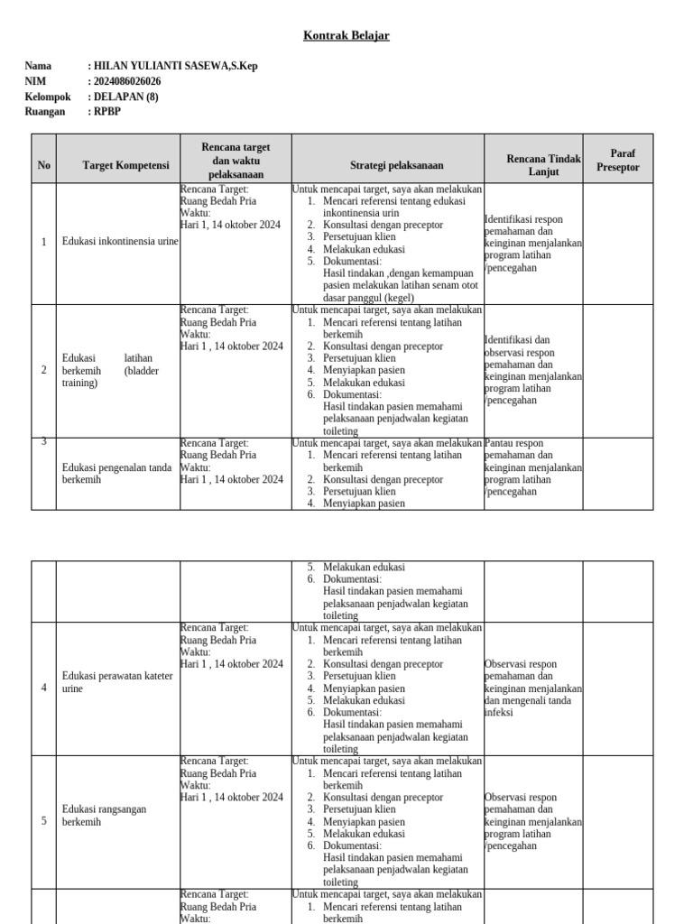 Kontrak Belajar RPBP (KMB) Hilan | PDF | Karier & Perkembangan