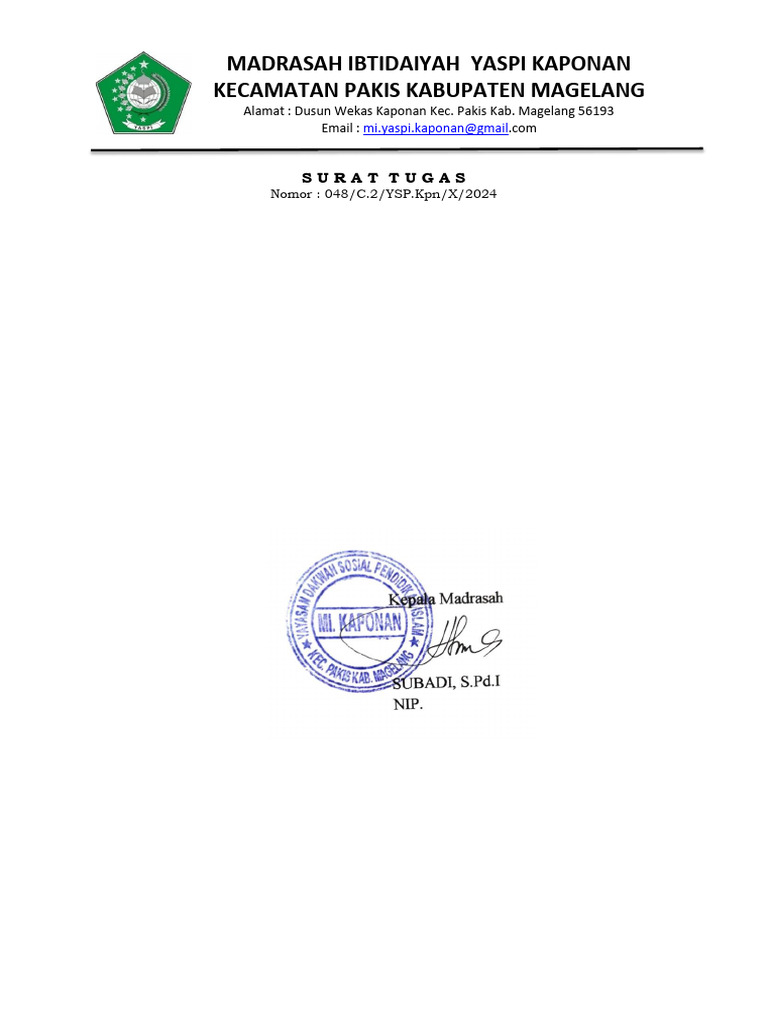 Surat Tugas Pelatihan Guru 2024 Pdf