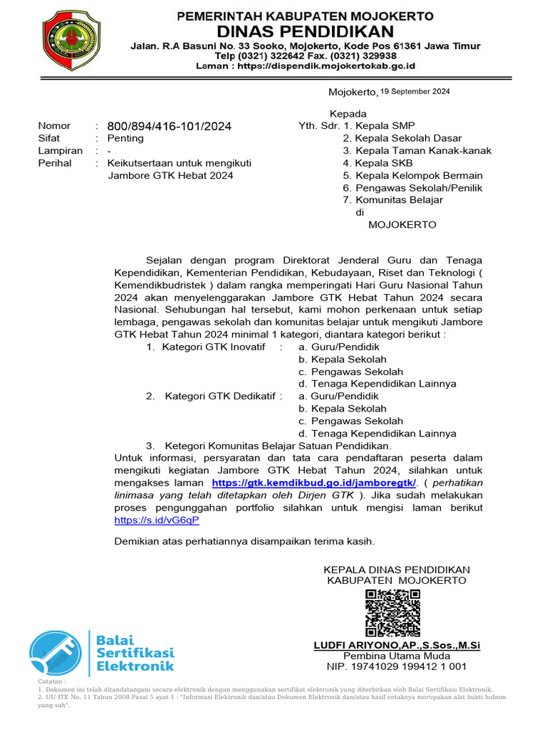 Surat Keikutsertaan Mengikuti HGN - 3 | PDF