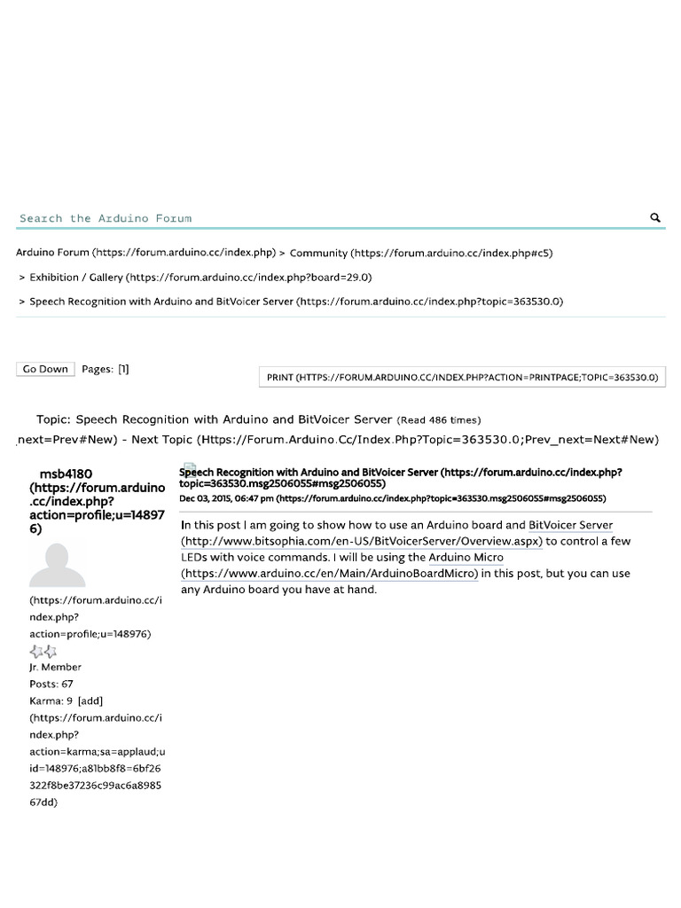 Speech Recognition with Arduino and BitVoicer Server | PDF