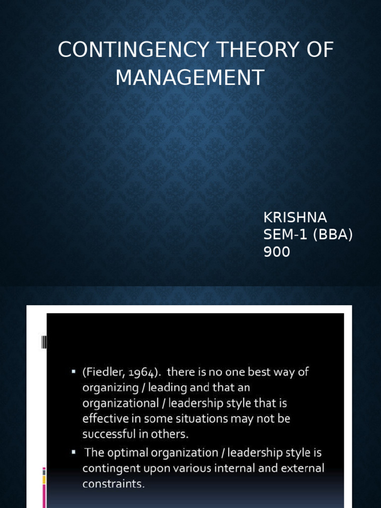 Contingency Theory of Management | PDF