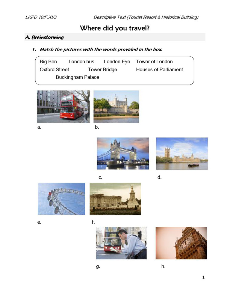 LKPD 10 - Descriptive Text - Tourist Resort | PDF | Adjective