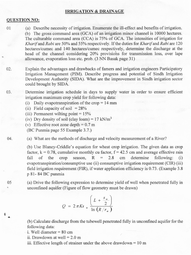 Irrigation & Drainage + Desighn of Hydraulic Structures | PDF | Irrigation | Dam
