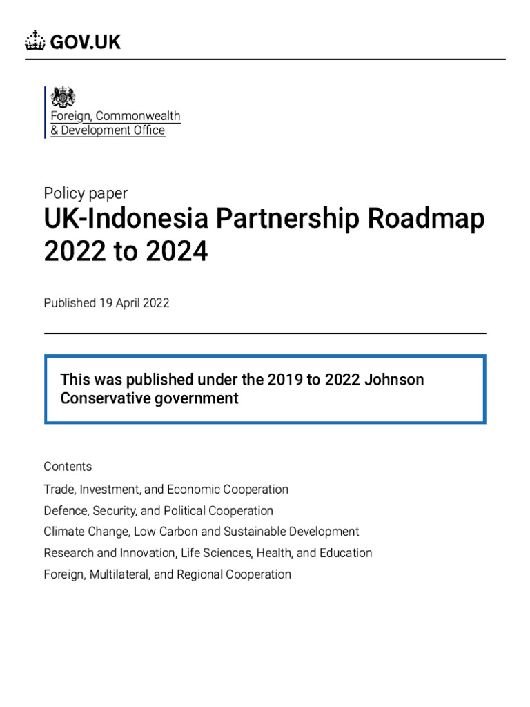 UK-Indonesia Partnership Roadmap 2022 To 2024 - GOV - Uk | PDF | Low ...
