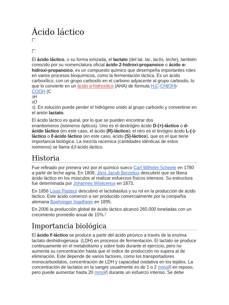 Propiedades y Usos del Ácido Láctico | PDF | Ácido láctico | Química